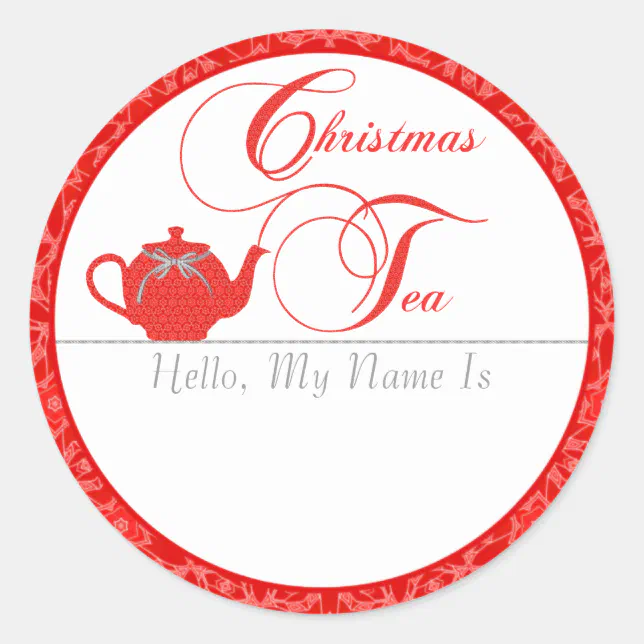 Christmas Tea Party Name Tag | Zazzle