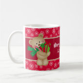 Christmas Teddy Bear with Gift and Snowflakes, Red Coffee Mug | Zazzle