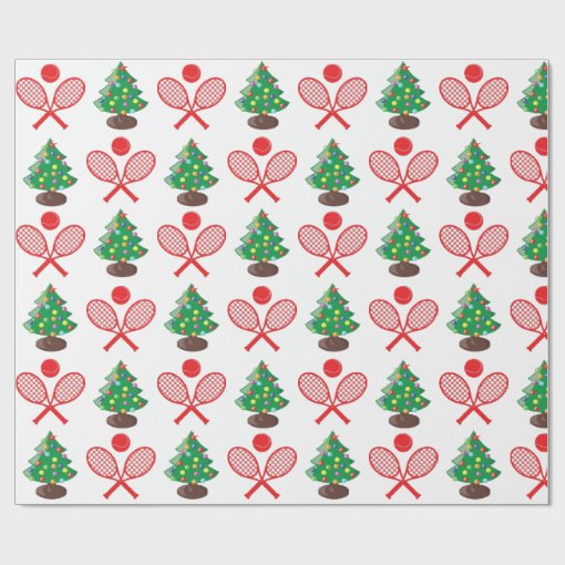 Christmas tennis pattern wrapping paper | Zazzle
