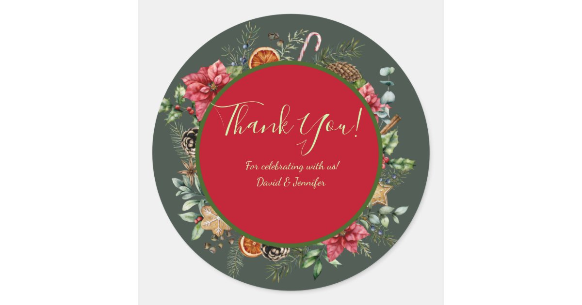 Christmas Thank You Stickers | Zazzle
