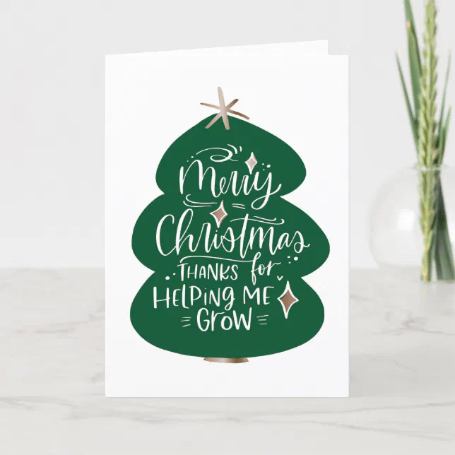 Christmas Thank You Teacher Card | Zazzle