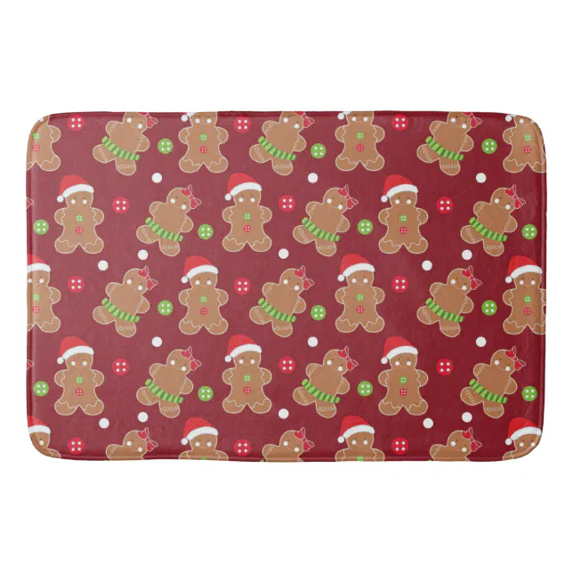 Christmas Theme Gingerbread Men Bath Mat | Zazzle