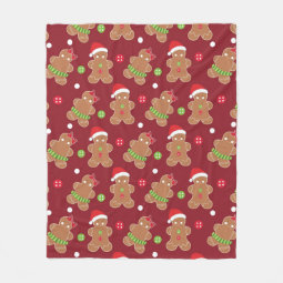 Christmas Theme Gingerbread Men Fleece Blanket | Zazzle