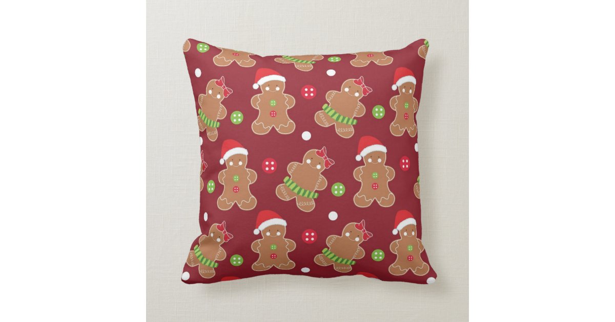 Christmas Theme Gingerbread Men Throw Pillow | Zazzle.com
