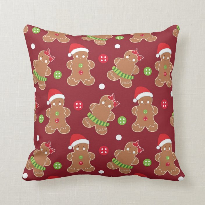 Christmas Theme Gingerbread Men Throw Pillow | Zazzle.com