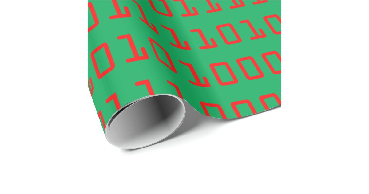 Christmas-themed Computer Binary Code Wrapping Paper | Zazzle