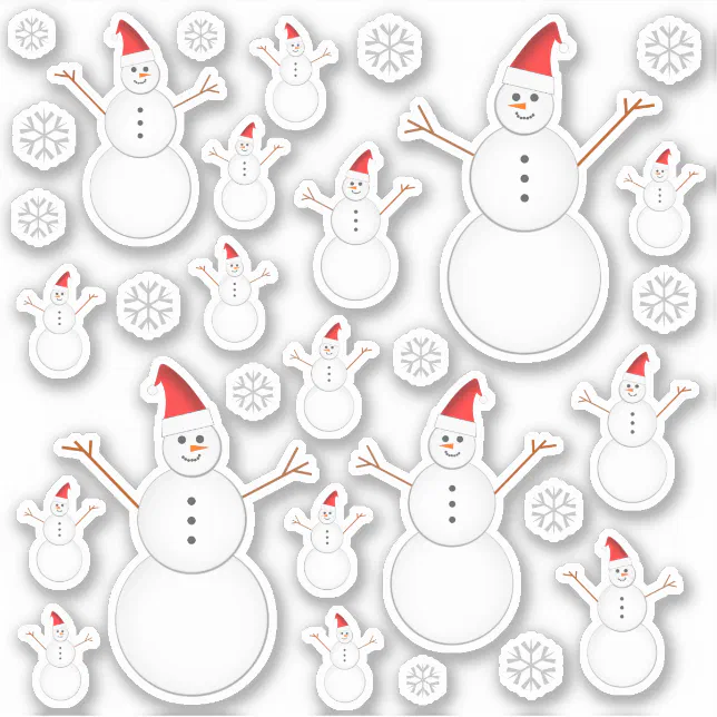 Christmas Themed Snowman & Snowflake Stickers | Zazzle