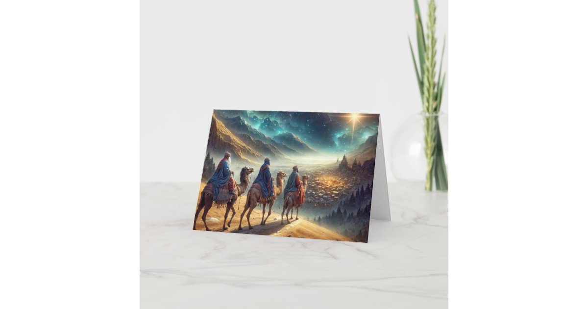 Christmas Three Wisemen Following a Star Card | Zazzle