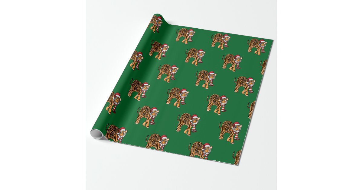 Christmas Tiger Wrapping Paper | Zazzle
