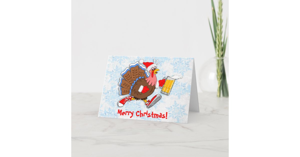 Christmas Tipsy Turkey (Beer) Holiday Card | Zazzle