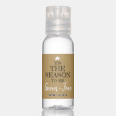 Christmas tis the season blue gold and black hand sanitizer Zazzle