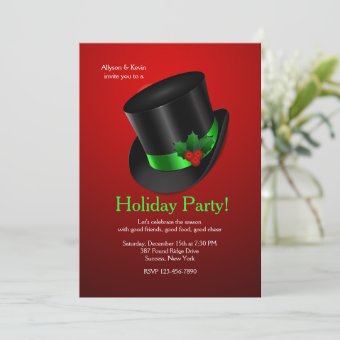 Christmas Top Hat Invitation | Zazzle