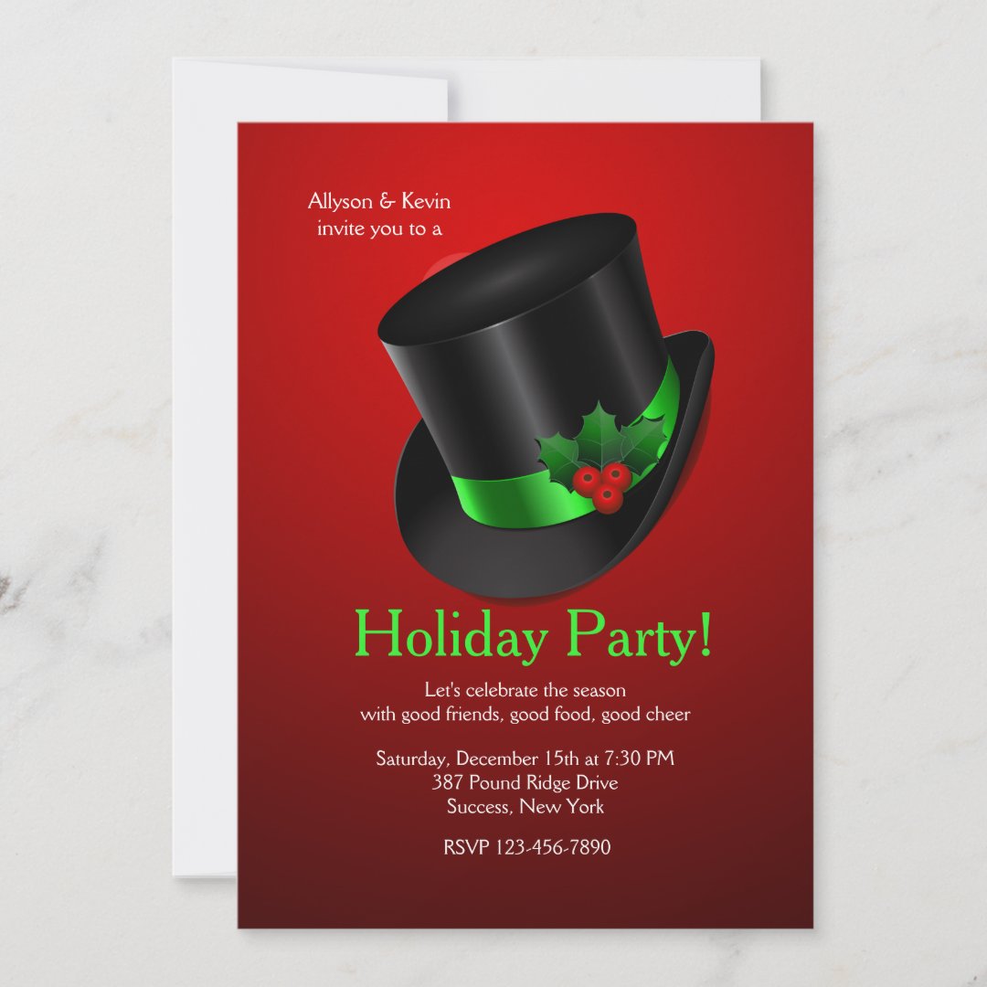 Christmas Top Hat Invitation | Zazzle