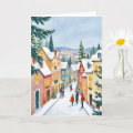 Christmas Town Painted Card | Zazzle