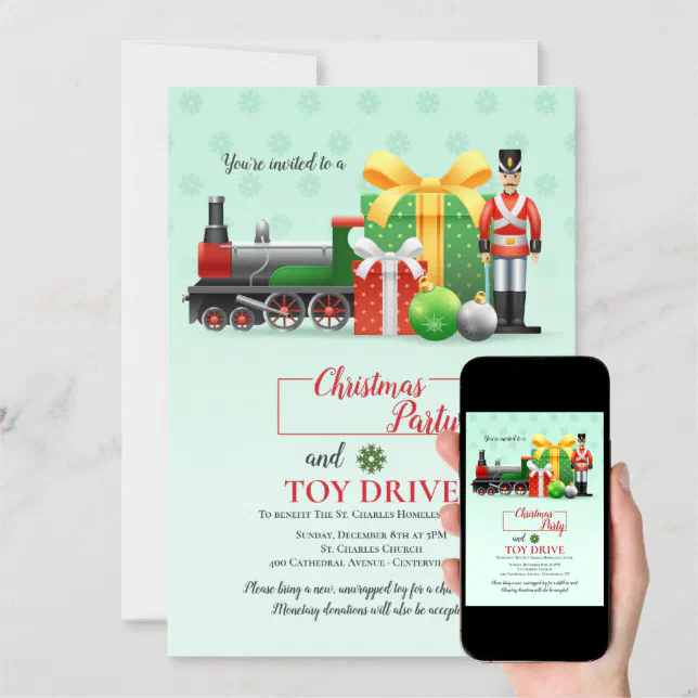 Christmas Toy Drive Party Invitation | Zazzle