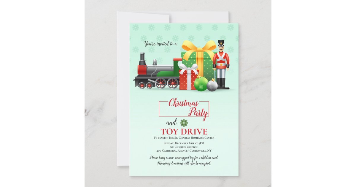Christmas Toy Drive Party Invitation | Zazzle