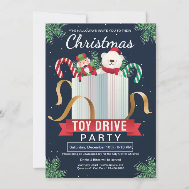 Christmas Toy Drive Party Invitation | Zazzle