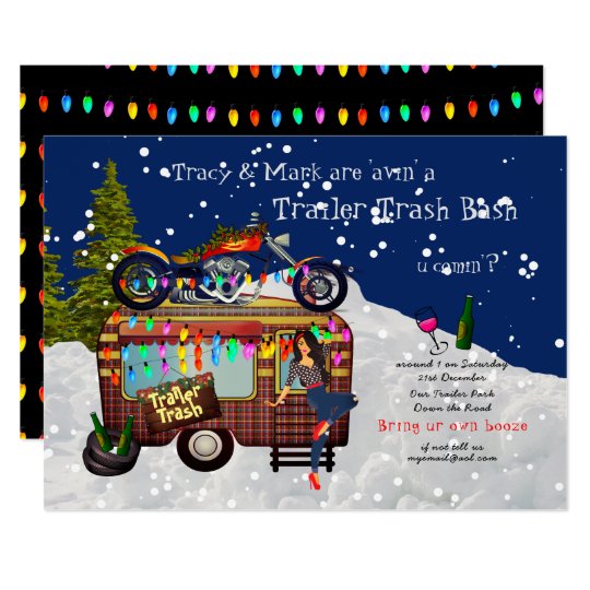 Christmas TRAILER WHITE TRASH BASH Fun Party Invitation | Zazzle.com