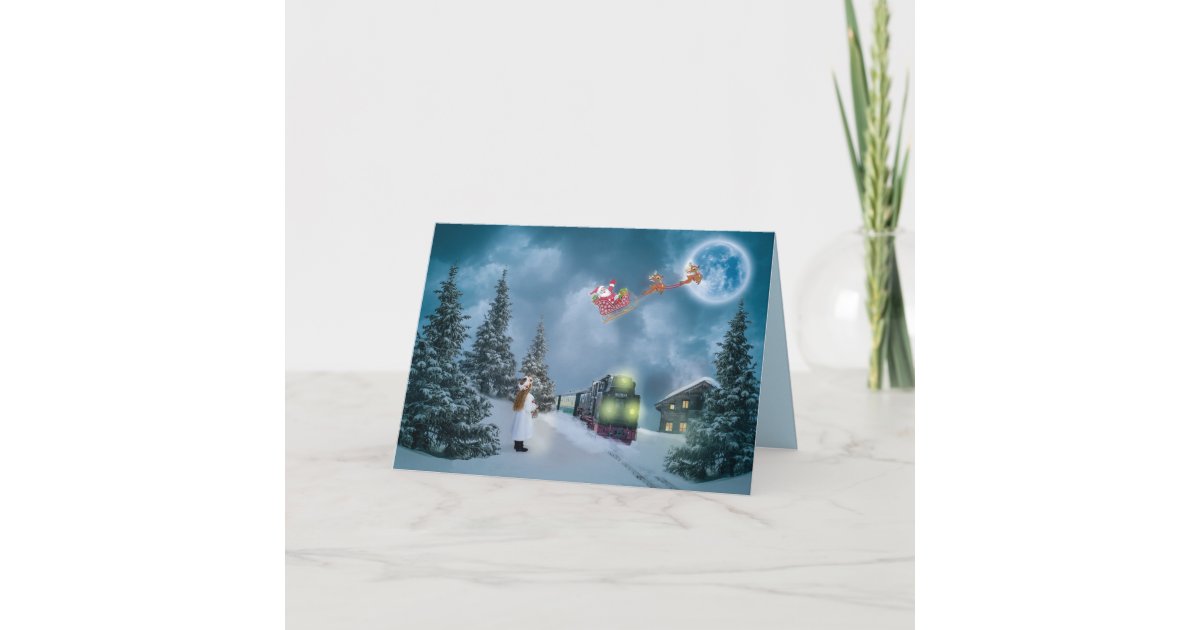 christmas train greeting card | Zazzle