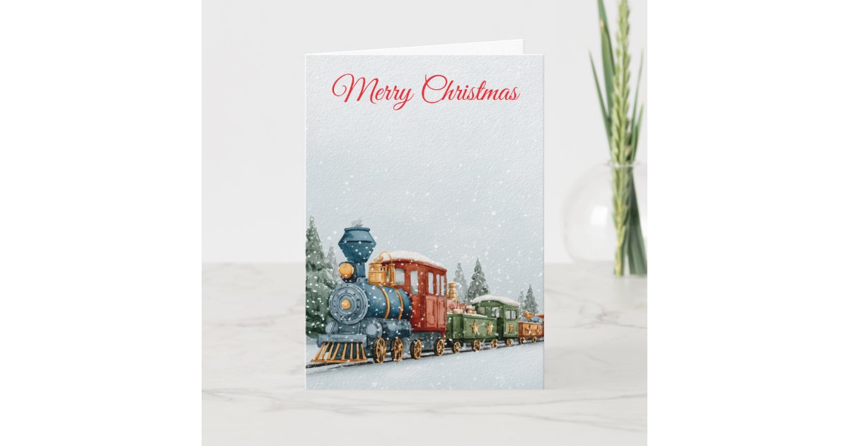 Christmas train holiday card | Zazzle