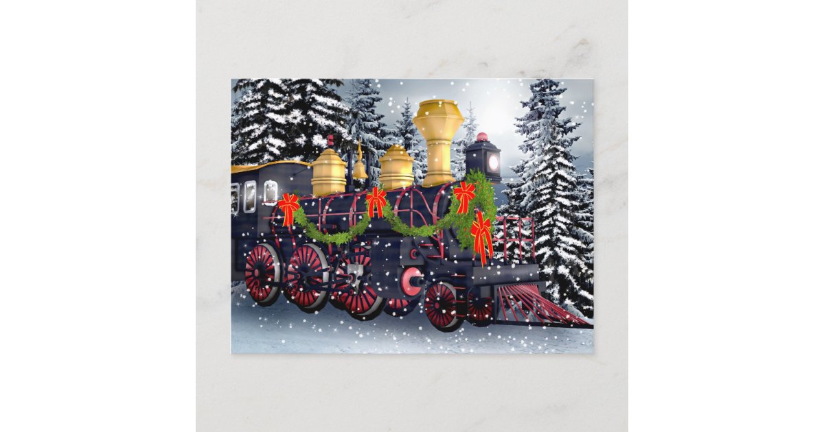 Christmas train holiday postcard | Zazzle.com