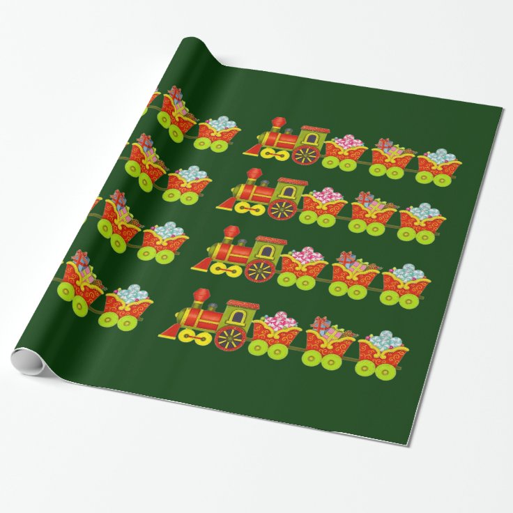 Christmas Train Holiday wrapping paper | Zazzle