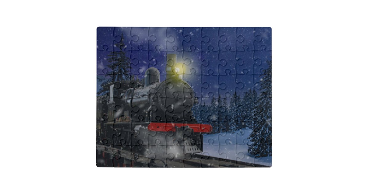 Christmas Train in the snow Jigsaw Puzzle | Zazzle