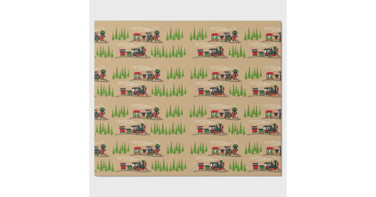 Christmas Train Wrapping Paper | Zazzle
