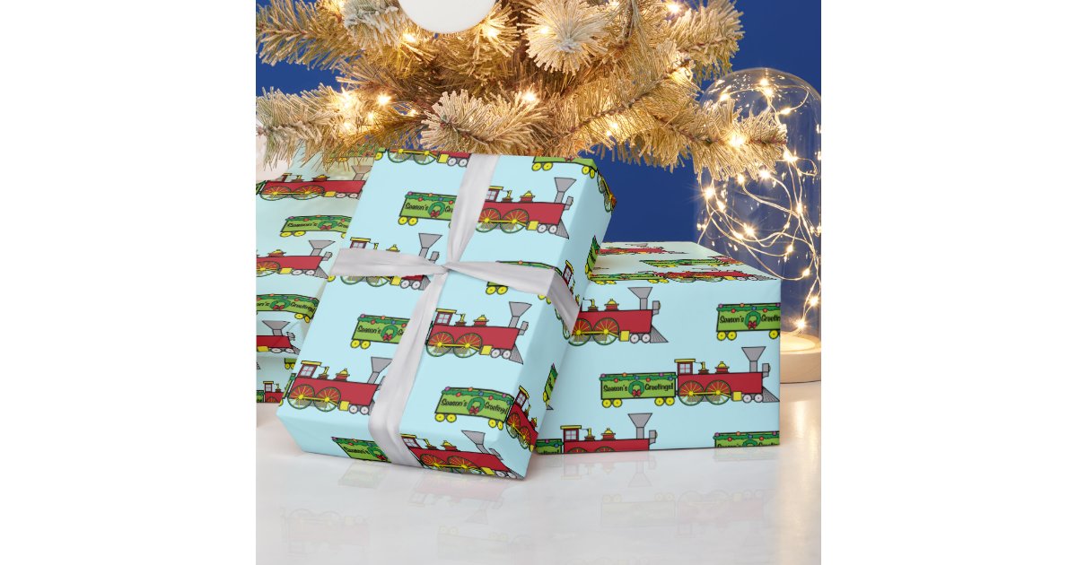 Christmas Train Wrapping Paper | Zazzle