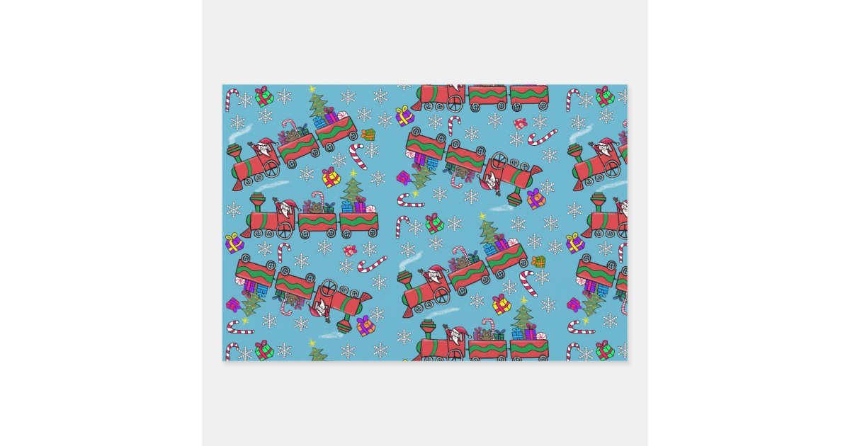 Christmas Trains Wrapping Paper Sheets | Zazzle