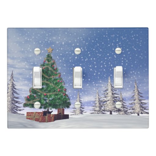 Christmas tree - 3D render Light Switch Cover | Zazzle