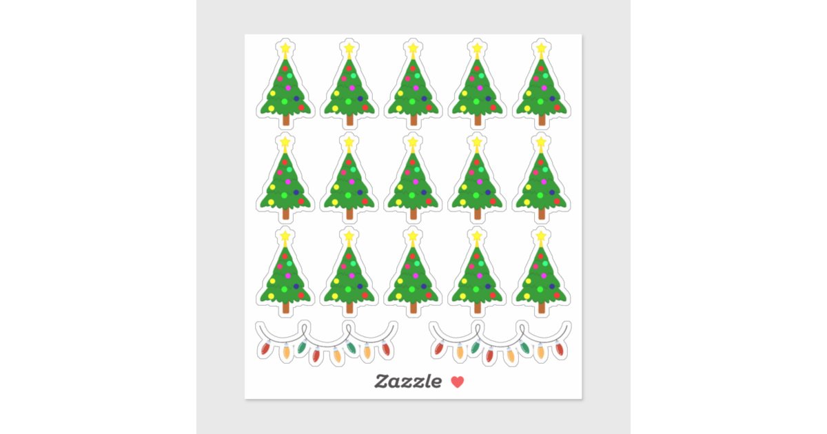 Christmas Tree and Lights Stickers,Holiday Planner Sticker | Zazzle