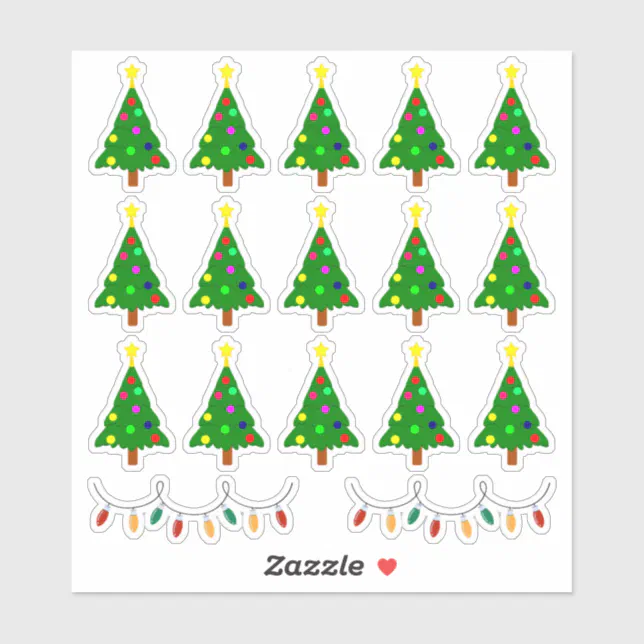 Christmas Tree and Lights Stickers,Holiday Planner Sticker | Zazzle