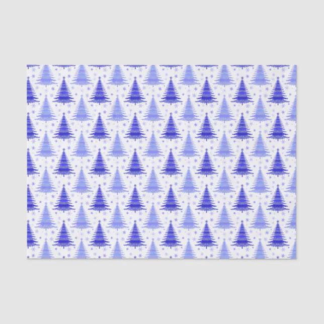 Christmas Tree Blue Periwinkle Pattern Design Tissue Paper | Zazzle