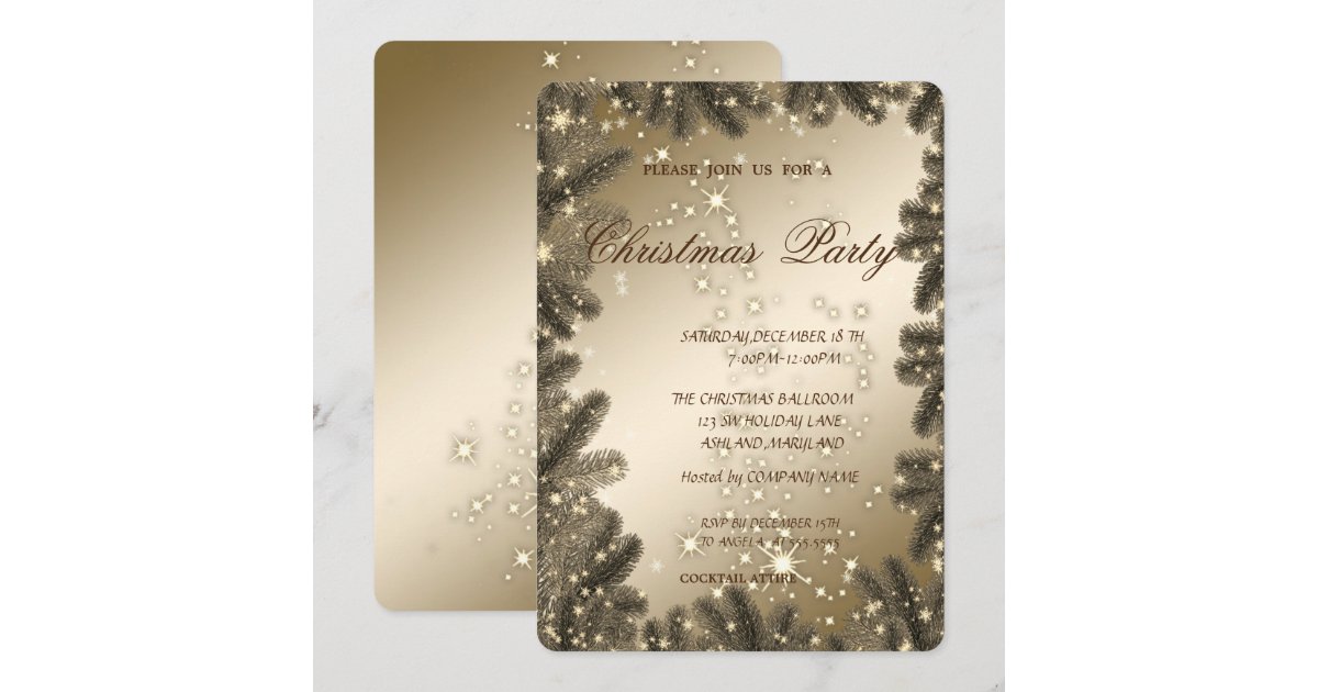 Christmas Tree Branches,Corporate Christmas Party Invitation | Zazzle