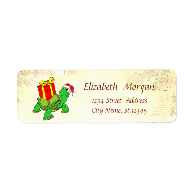 Christmas Tree Branches,Turtles,Santa Hat,Present Label | Zazzle