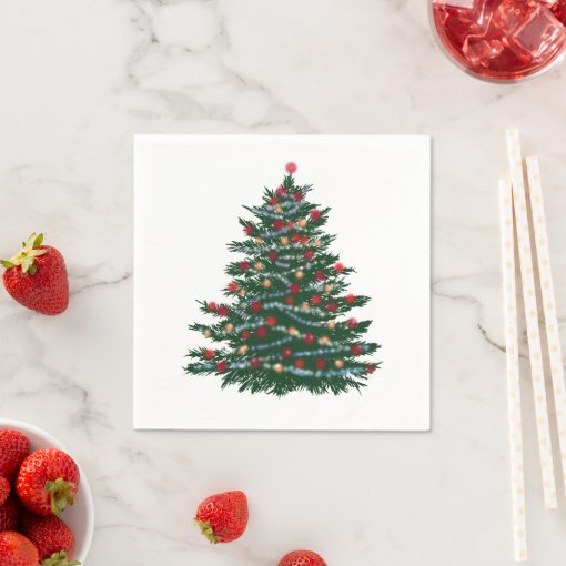 Christmas tree Cocktail Paper Napkins | Zazzle
