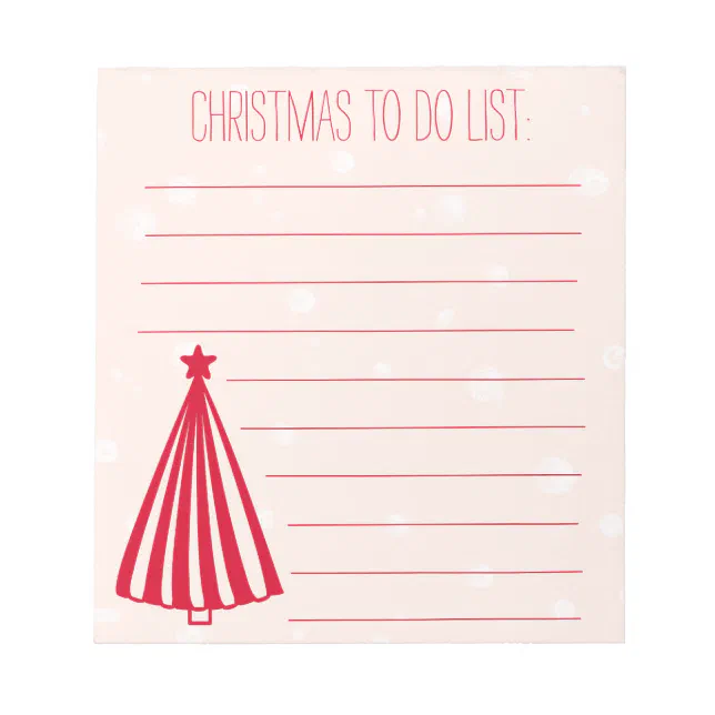 Christmas Tree - Cute Christmas To Do List Notepad | Zazzle