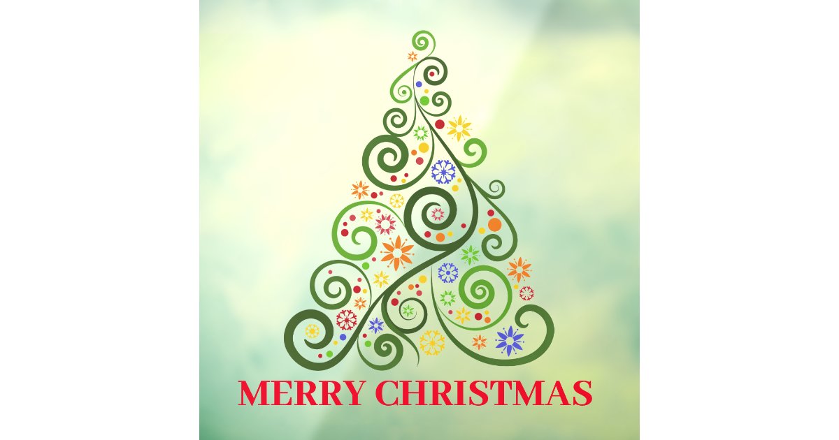 Christmas Tree Design Window Cling | Zazzle