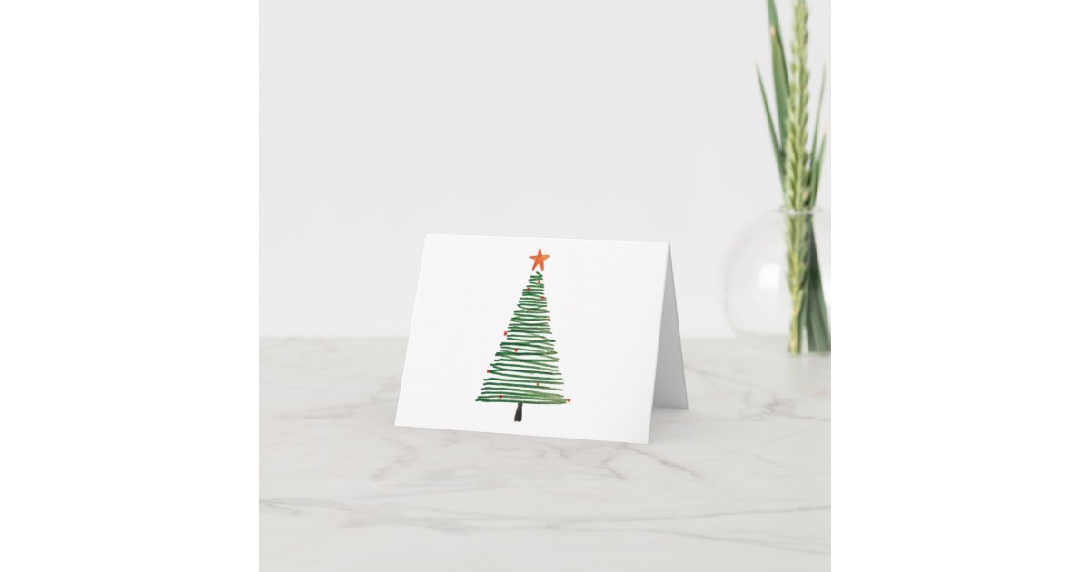 Christmas tree drawing card | Zazzle