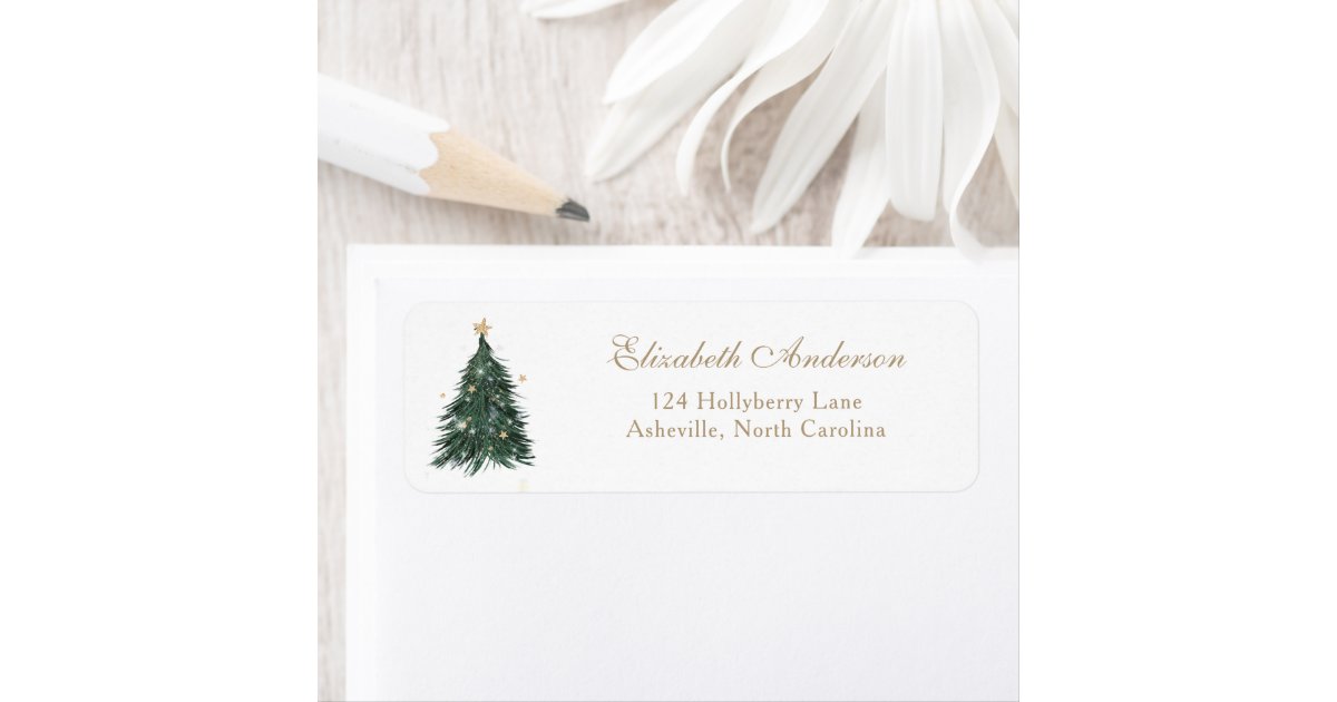 Christmas tree Elegant Address Label | Zazzle
