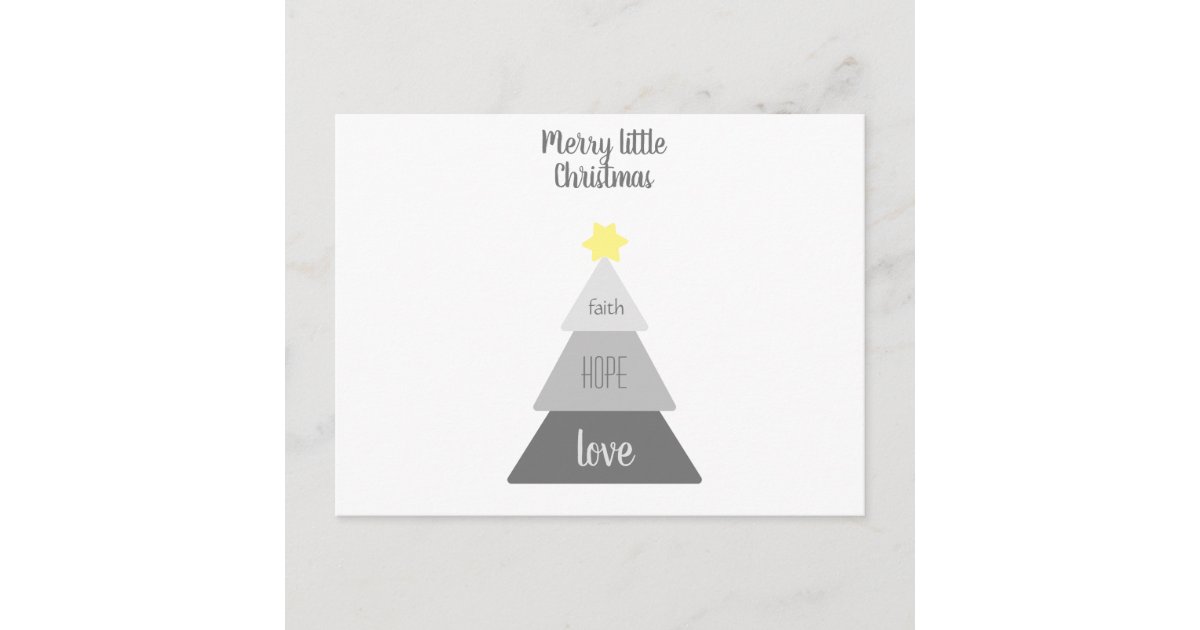 Christmas Tree Faith Hope Love Simple Cute Postcard | Zazzle