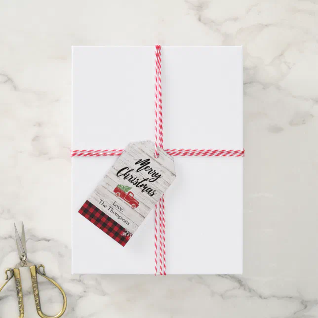 Christmas Tree Farm Red Truck Christmas Gift Tag | Zazzle