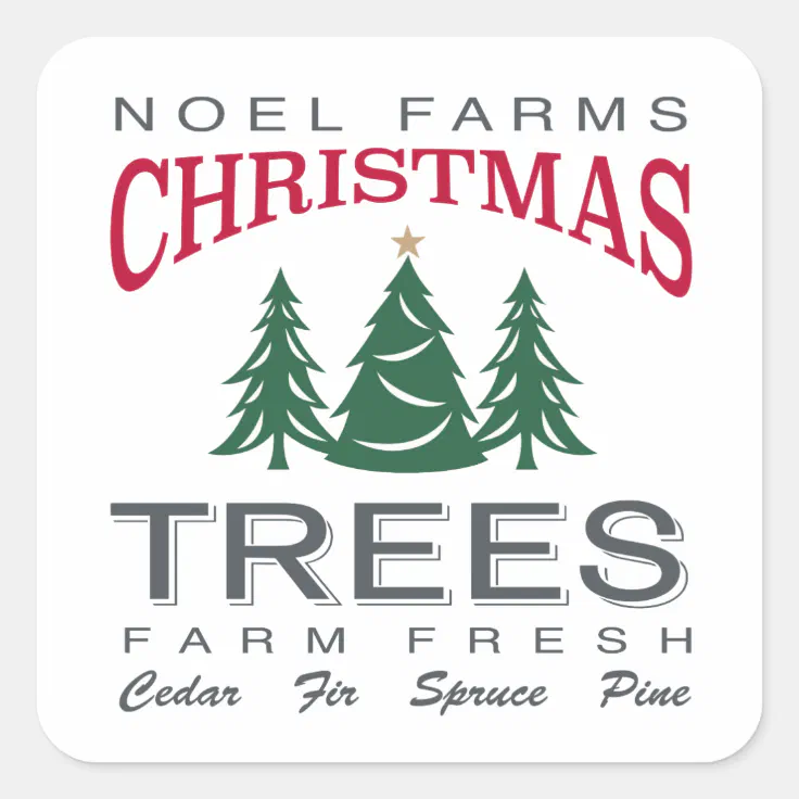 CHRISTMAS TREE FARM SQUARE STICKER | Zazzle
