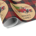 Christmas Tree Farm Vintage Truck Red Plaid Rustic Wrapping Paper | Zazzle