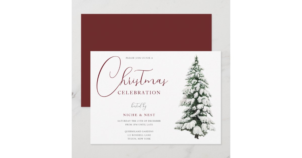 Christmas Tree Festive Christmas Party Celebration Invitation | Zazzle