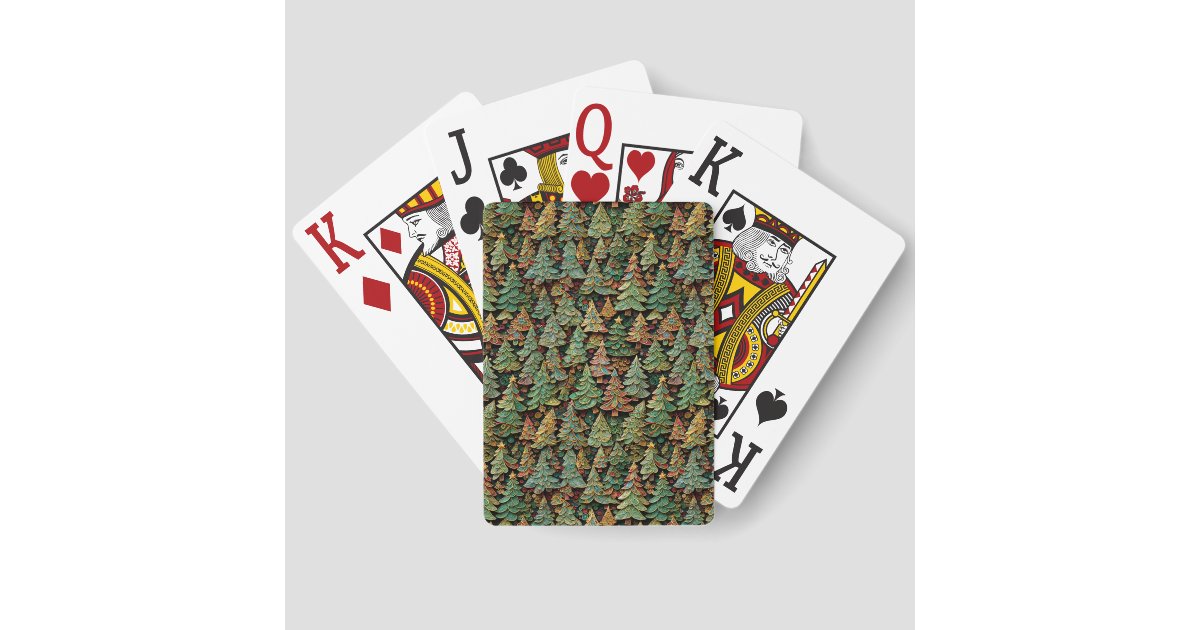 Christmas Tree Forest Whimsey Jumbo Poker Cards | Zazzle