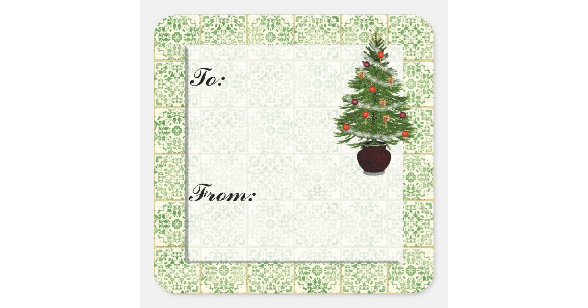Christmas Tree Gift Tag Sticker | Zazzle
