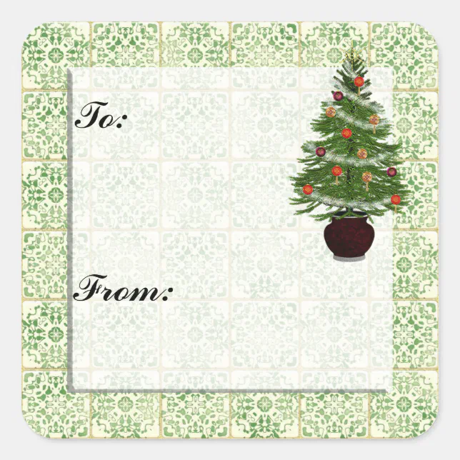 Christmas Tree Gift Tag Sticker | Zazzle