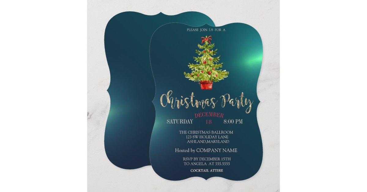 Christmas Tree, Green Christmas Company Party Invitation | Zazzle